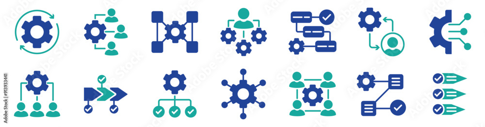 workflow, hierarchy, mechanism icon set, Containing hierarchy, mechanism, manager, collaboration ...
