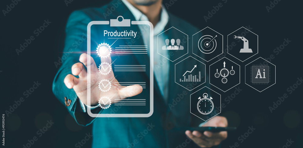 Process to increase productivity concept, AI powered tools, decision ...