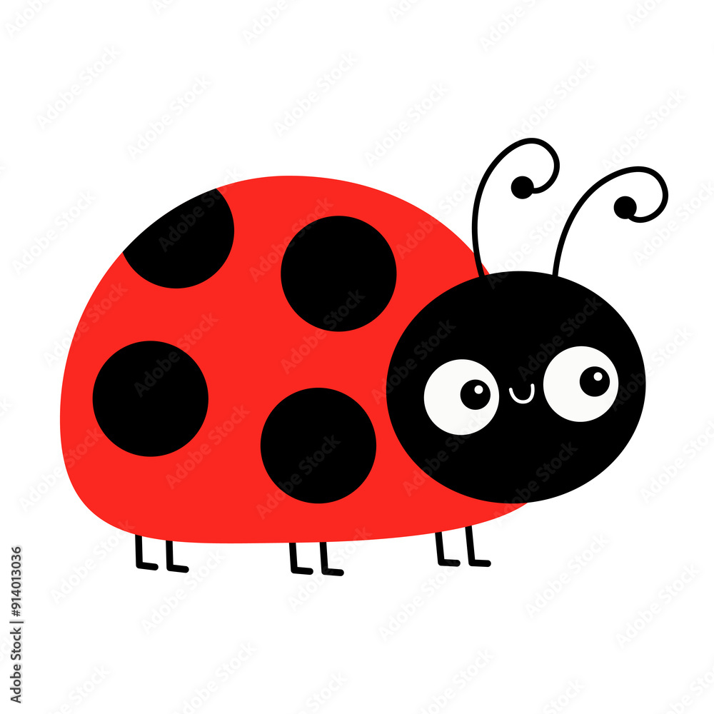 Cute lady bug, lady bird. Cartoon kawaii funny baby character. Happy ...