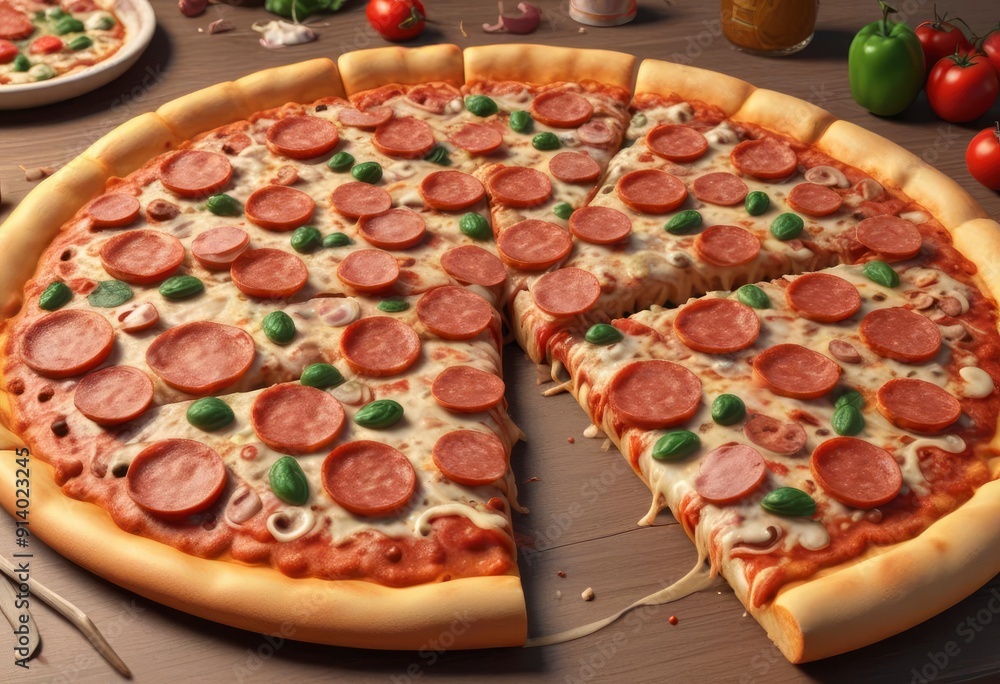 3d model, supreme pizza, figure, octane render volumetric, highly ...