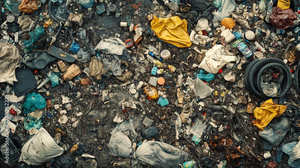 Sea of garbage is covering the ground, polluting the environment ...