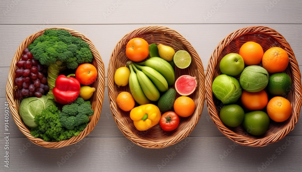 Fresh fruits and vegetables that look delicious in a basket, health ...