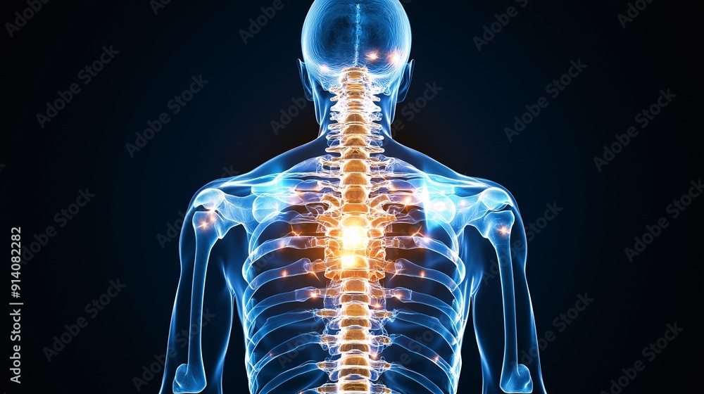 X-ray of the human spinous processes, showing the back projections of ...