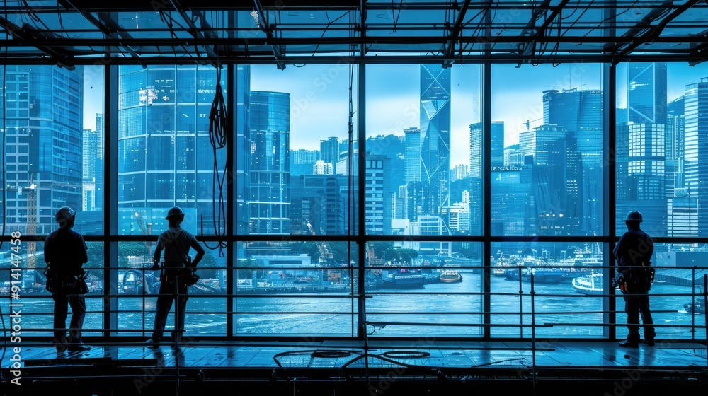 Heatwave, construction workers in hot weather,hot weather shines a ...