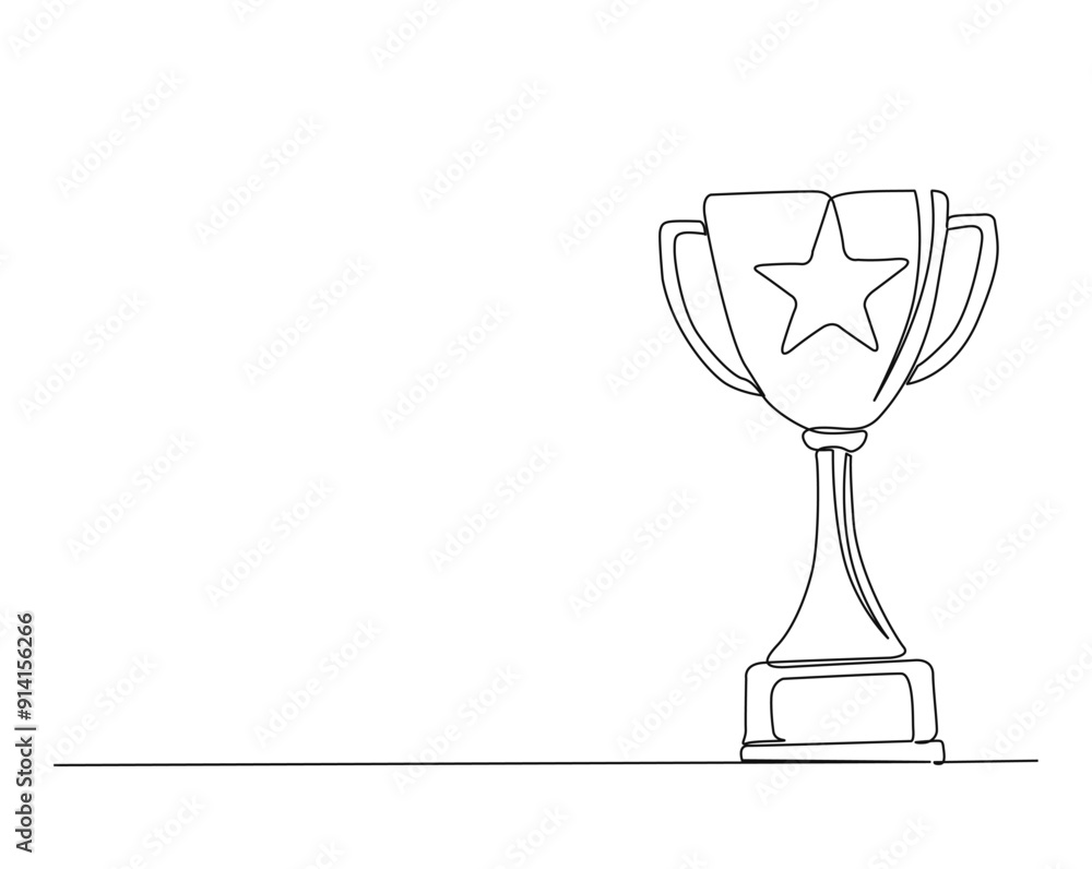 Simple continuous one line drawing of trophy - success symbol. Trophy ...