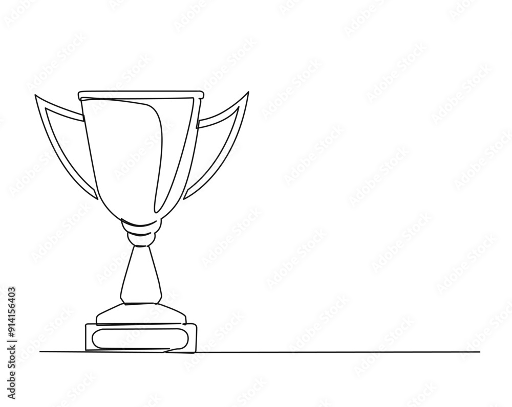 Simple continuous one line drawing of trophy - success symbol. Trophy ...