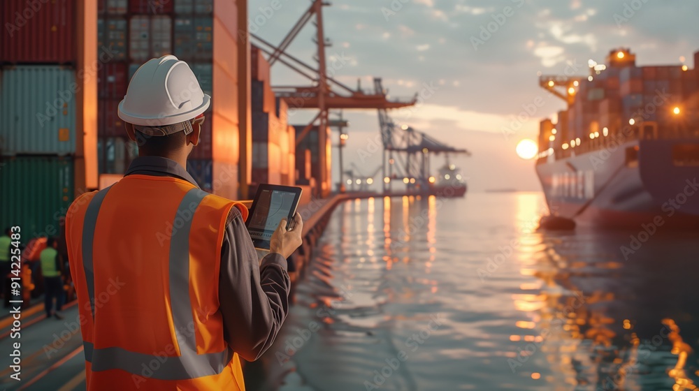 Foreman uses radio communications to command and control the loading of ...