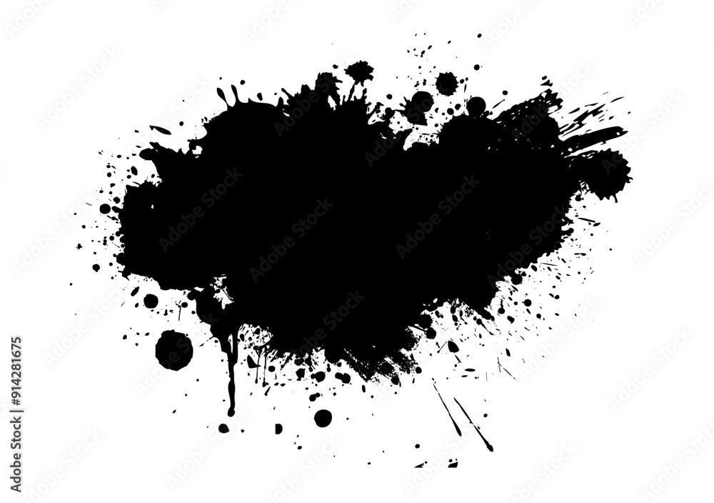 Splatter Paint Texture . Black Spray Blot of Ink. Place illustration Over any Object to Create ...