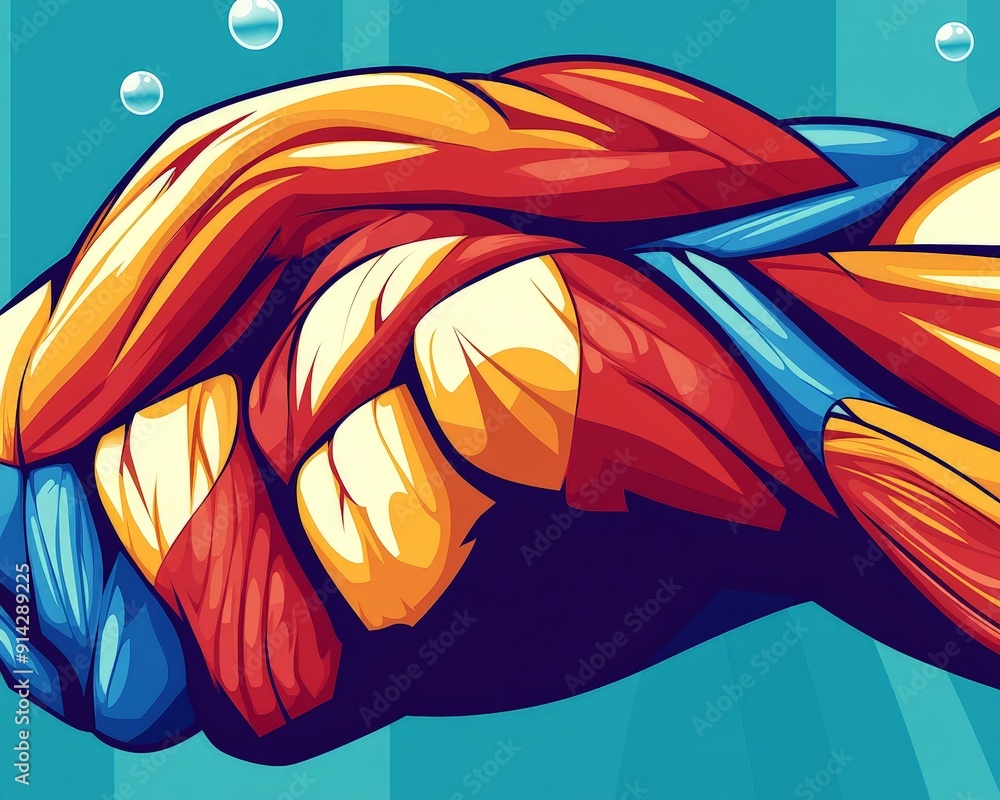 Abstract Muscle Anatomy in Teal and Orange, a digitally painted ...