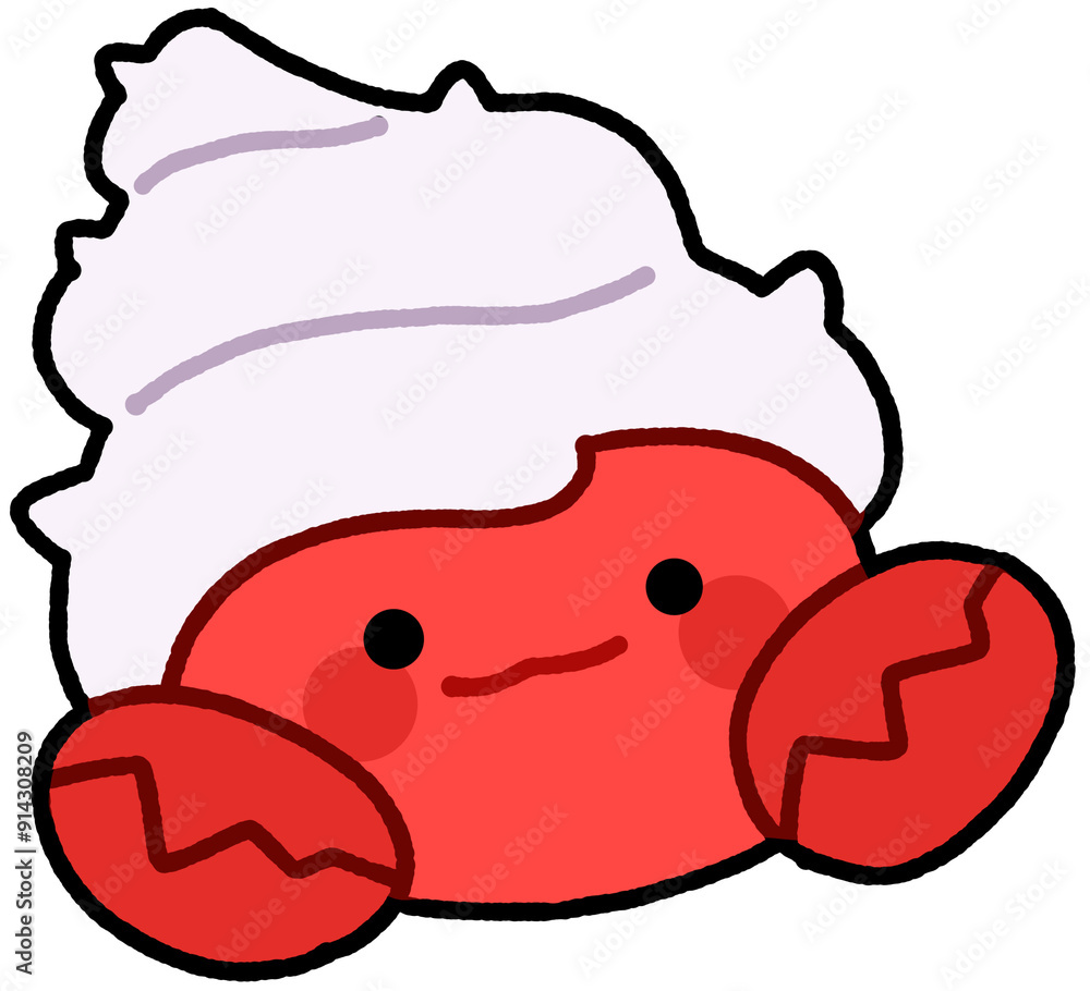 Hermit crab hand-drawn Sea Animals Cute Character Clip Art Doodle ...