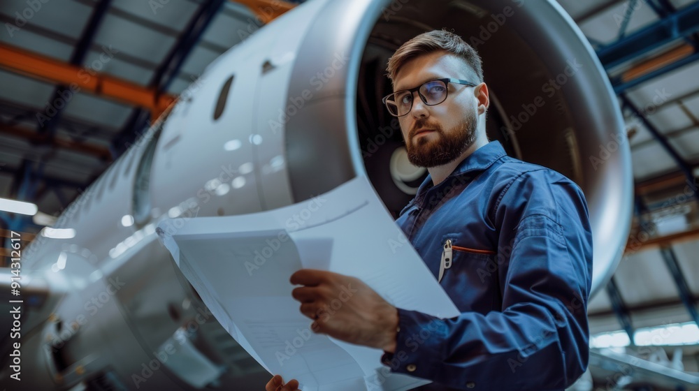 An aerospace engineer conducting stress tests on aircraft materials to ...