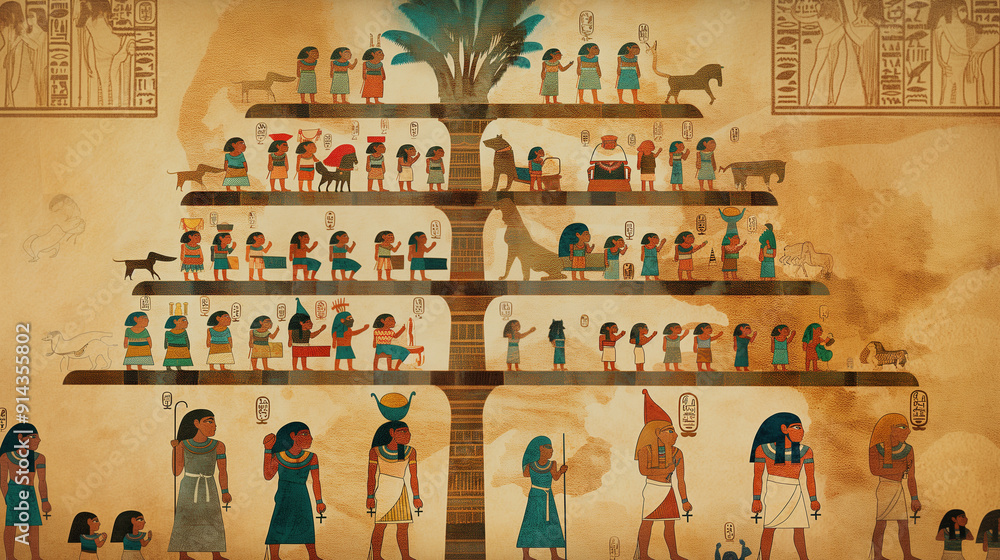 Ilustración de Stock The image illustrates an ancient Egyptian society ...