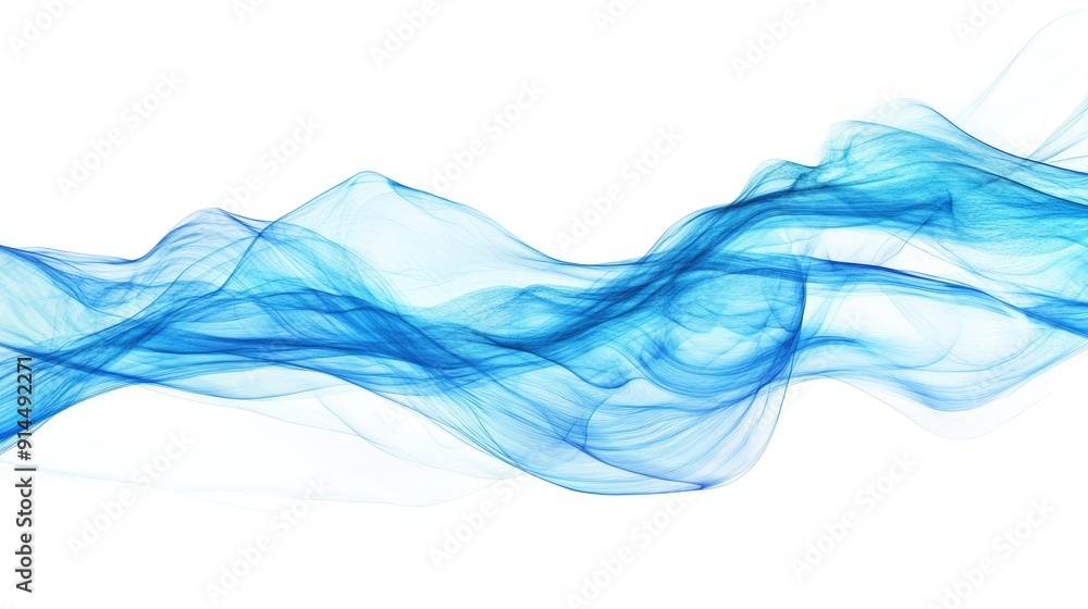 Abstract blue water lines on white background, perfect for digital art ...