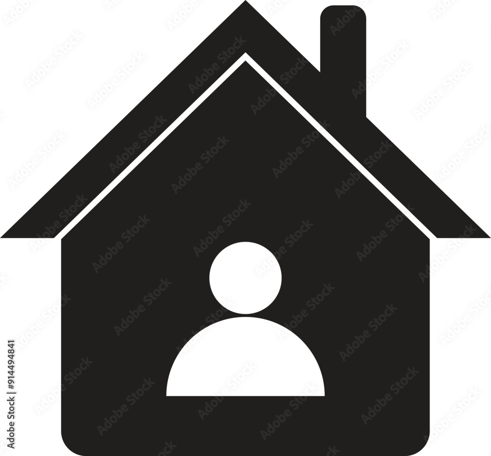 User icon in home isolated on white background . Home with profile icon ...