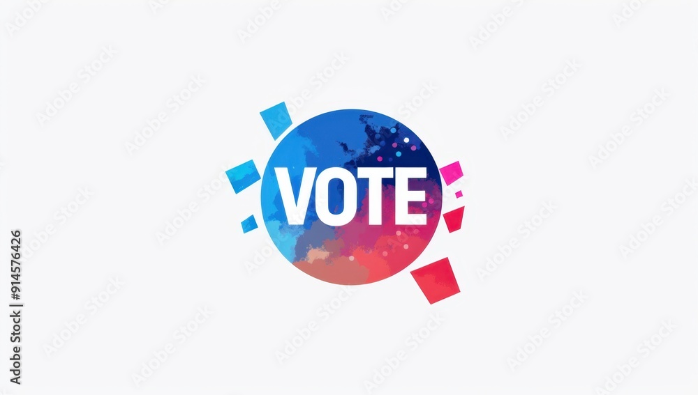 logo of checkmark in the word "VOTE", simple, white background, with a ...