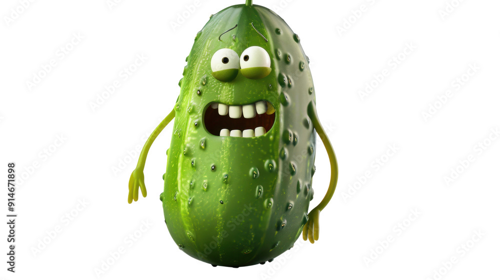 Cartoon cucumber pickle character on transparent background Stock ...