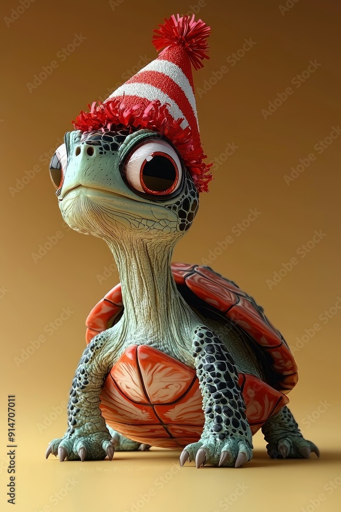Cute Turtle Wearing a Party Hat Stock Illustration | Adobe Stock