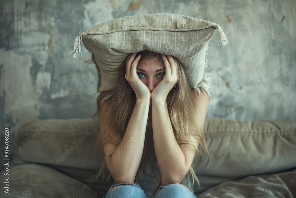 Intense struggle: depiction of person in suffering from panic attack ...