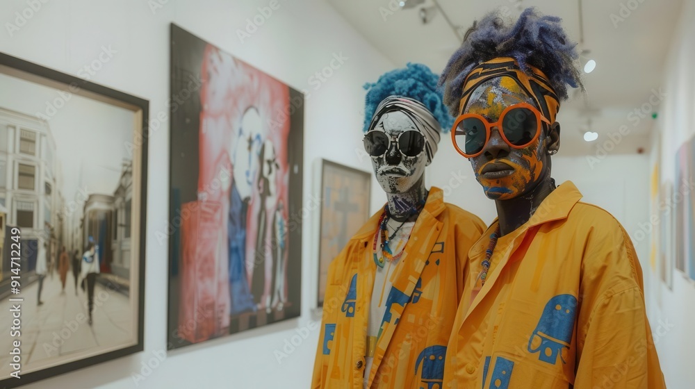 Avantgarde performance art in a gallery setting, focus on, theme ...