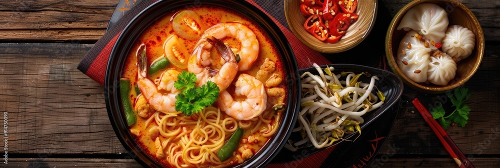 Spicy Mala Xiang Guo Laksa Curry with Seafood Prawn Scallop Chicken ...