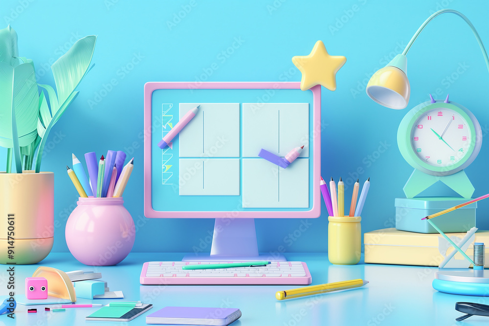 Abstract 3D Create checklist time table for an efficient daily routine ...