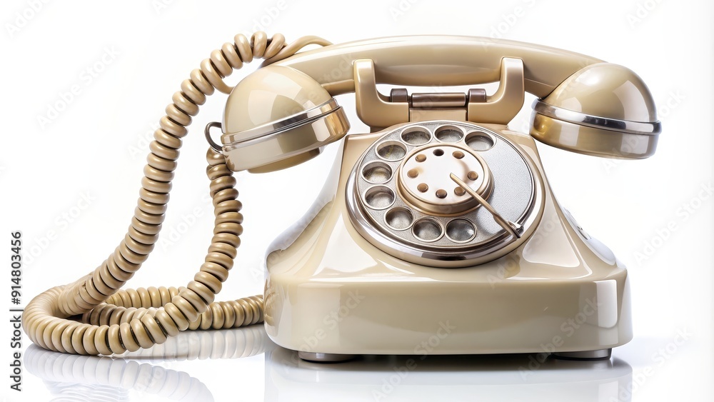 Vintage cornetta telephone from the 1950s with a coiled cord, retro ...