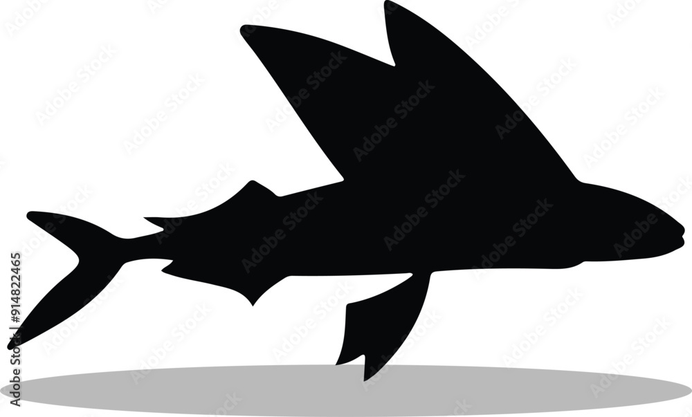 Flying Fish Silhouette, Flying Fish Vector Silhouette, Flying Fish ...