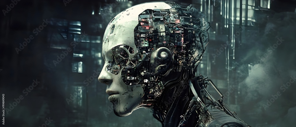 Mutant humanoid figure with intricate biopunk inspired cybernetic ...