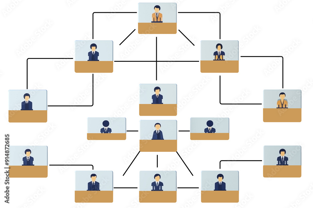 Set Of Office Positions on A blocks Connected PNG Project management ...
