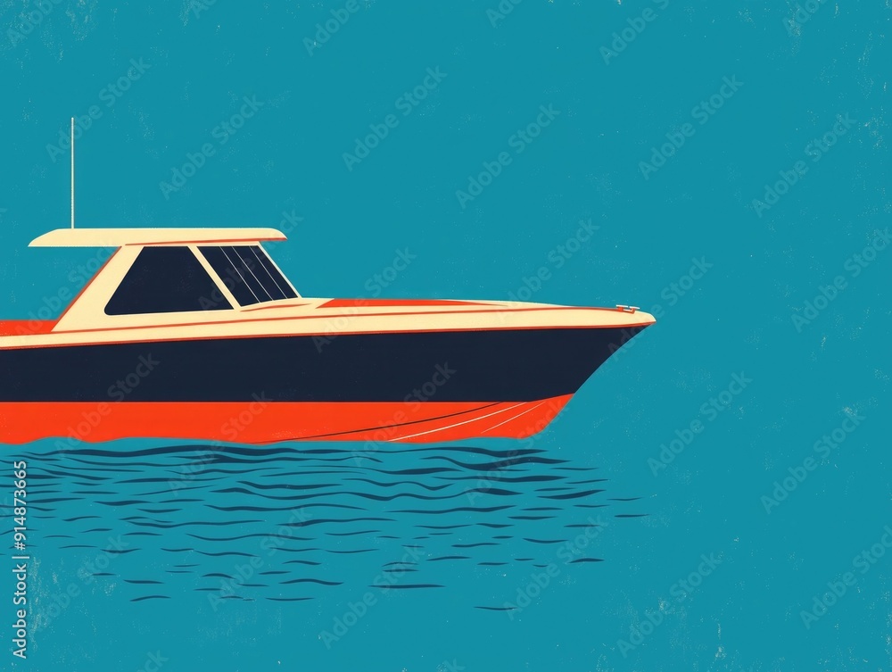 Stylized and Sleek Boat Design with Sleek Lines and Art Deco Revival ...