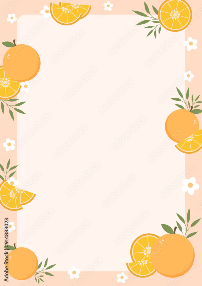 Cute Printable Orange Themed Notes for Journaling and Education. Vector ...