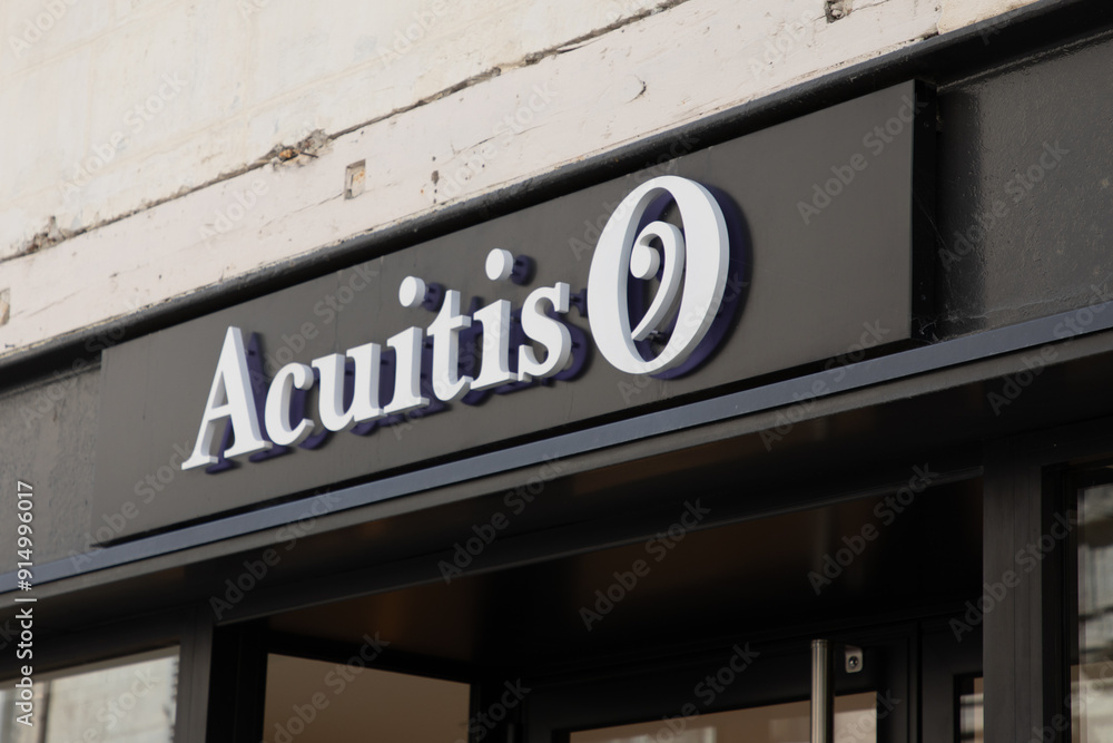 Acuitis logo brand and sign text entrance facade store medic optician ...
