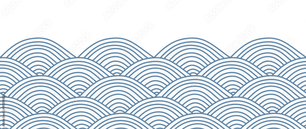 Japanese blue wave background vector. Wallpaper design with blue and ...