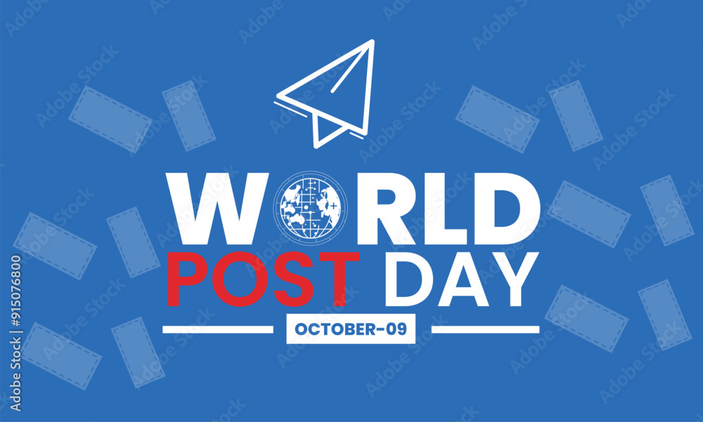 World post day background with paper plane postcard and world map ...