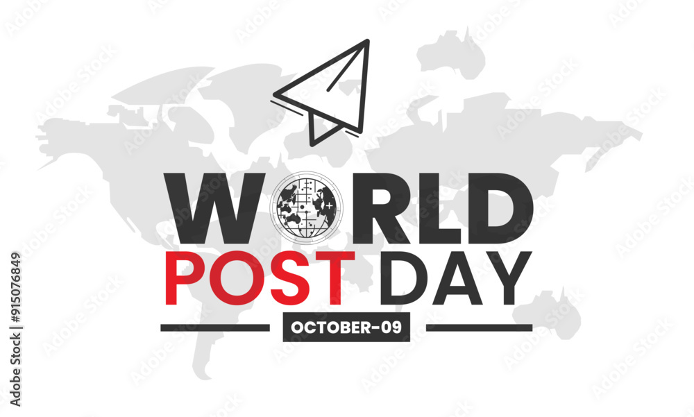 World post day background with paper plane postcard and world map ...