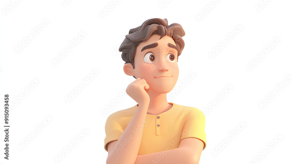 Thinking questioning dreaming planning cartoon character young adult ...