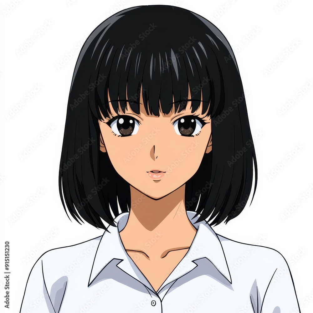 A detailed anime character featuring a tanskinned girl with a chic ...
