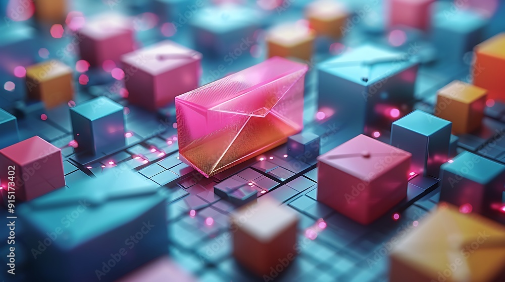 A modern 3D illustration of an email marketing campaign, with a ...