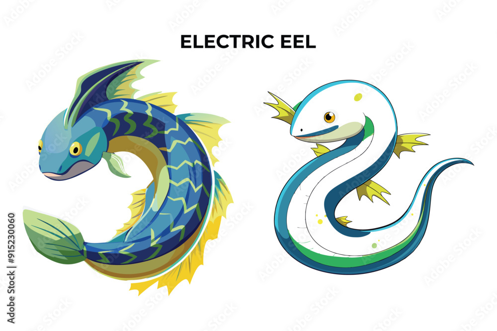 Detailed Electric Eel fish vector illustration. Perfect for culinary ...
