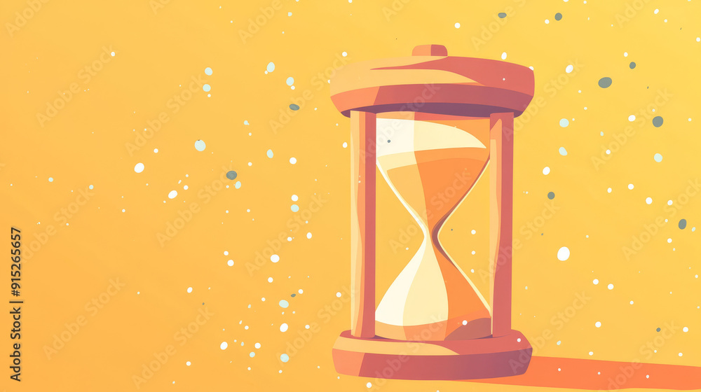 An animated cartoon hourglass with falling sand in a cool retro style ...