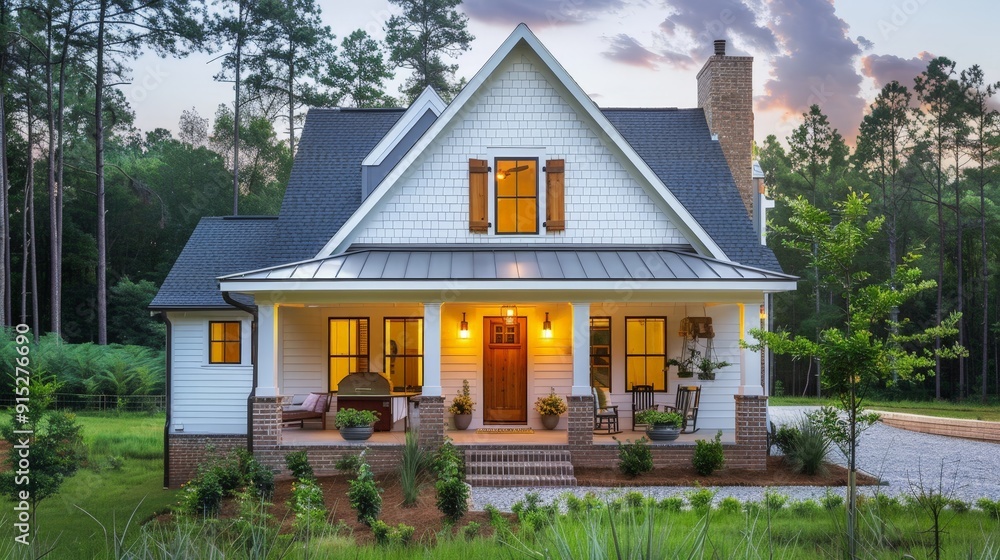 Explore the architectural detailing of a modern cottage house exterior ...