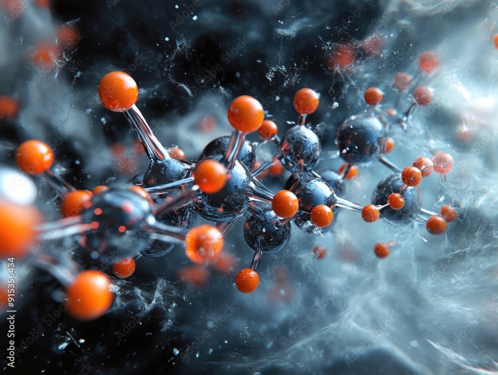 Molecular Structure of Chemical Compound with Atomic Bonds and ...