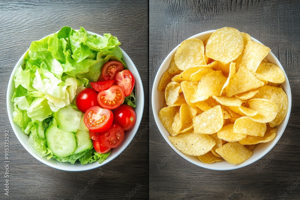 Fresh Tomato Salad and Bowl of Crunchy Chips - A Visual Representation ...