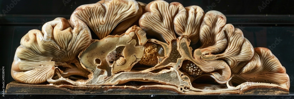 Brain section displaying an expansion of the ventricular system ...