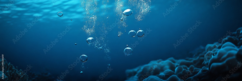 Undersea Tranquility: The Serene Vista of Bubbles Rising Through the ...
