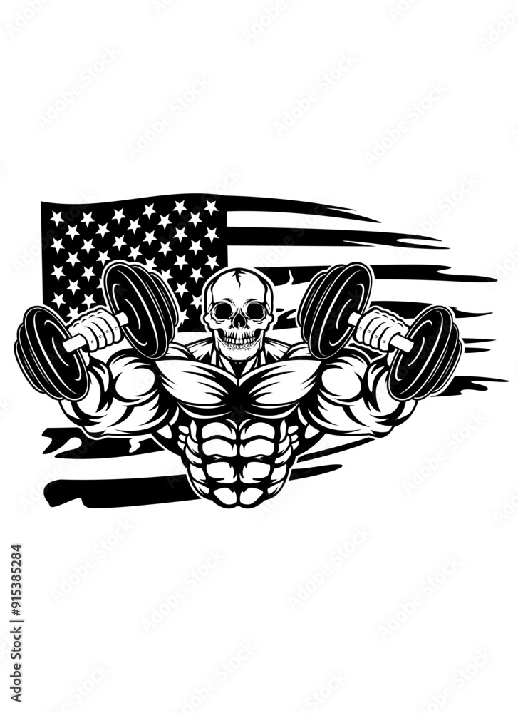 US Body Builder | Skull Weight Lifter | Gym | Skeleton Fitness | Muscle ...