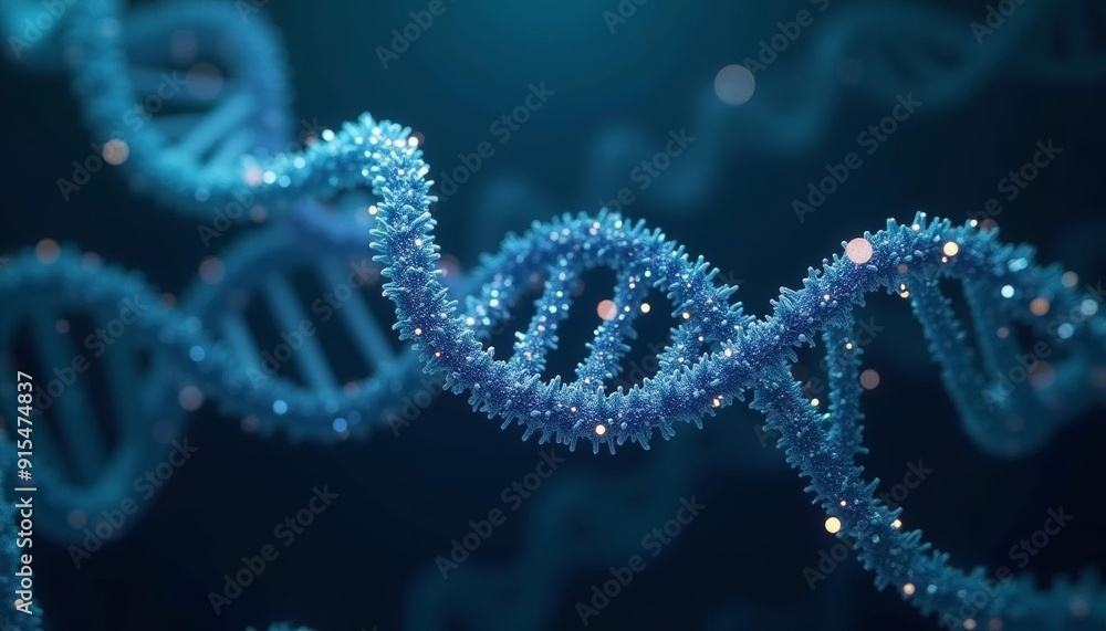 Illuminated DNA double helix a symbol of genetic code and molecular ...