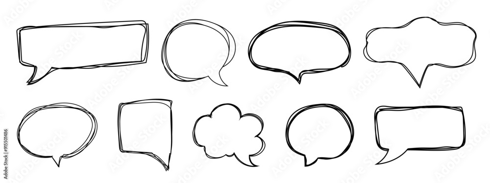 Speech bubble frame scribble fast hand drawing, pent or marker drawing ...
