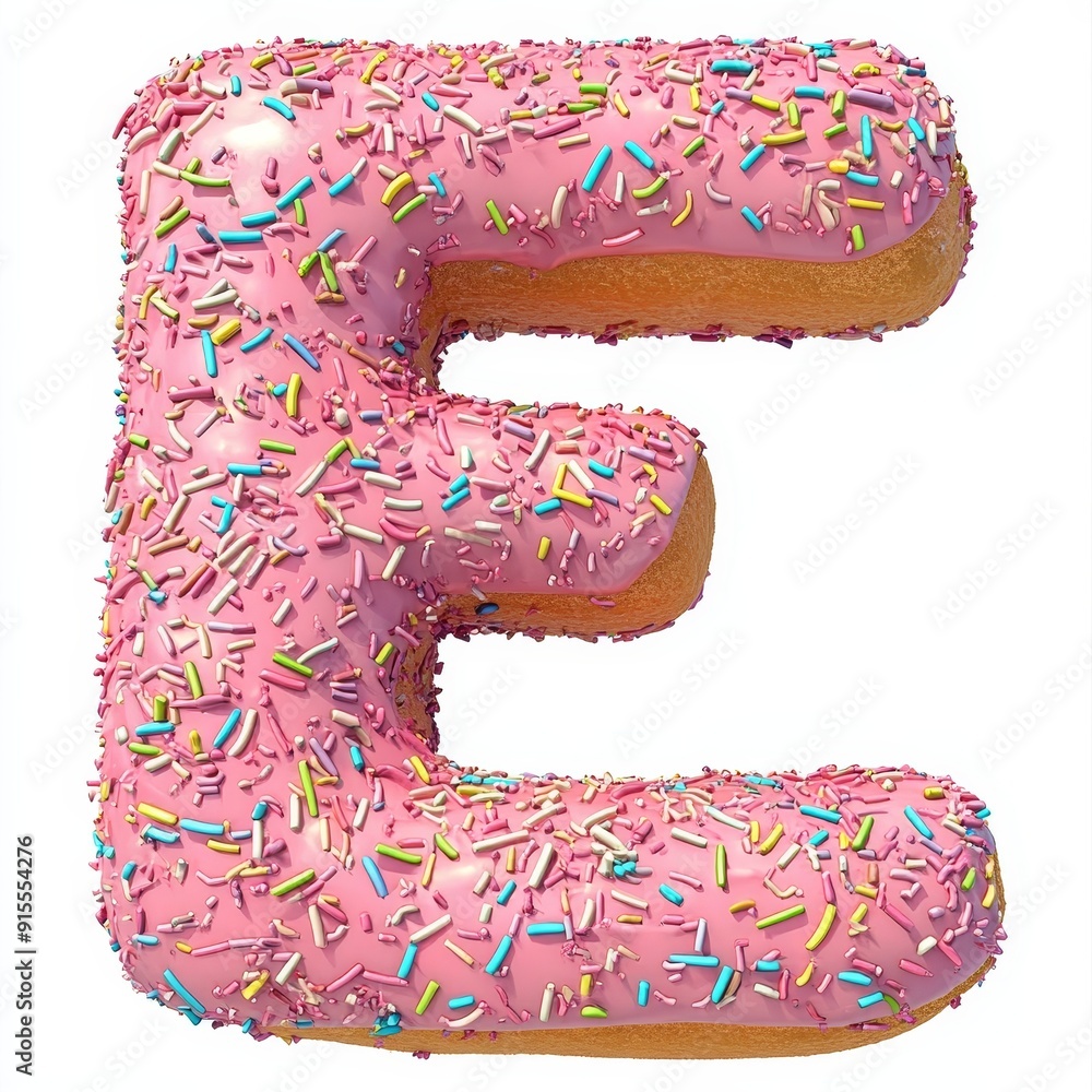 An alphabet with 3D donuts and a transparent background for letter E ...