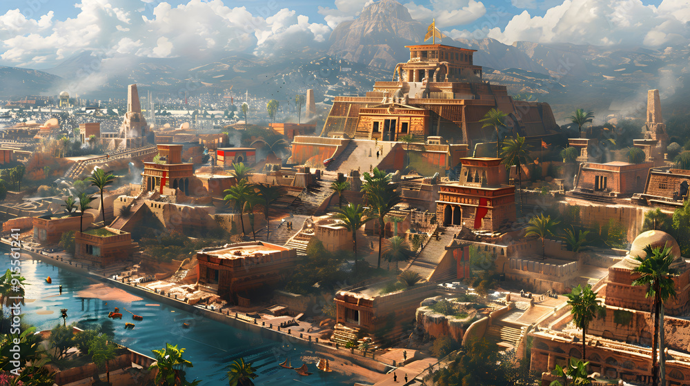 Produce a detailed illustration of an ancient city being unearthed ...